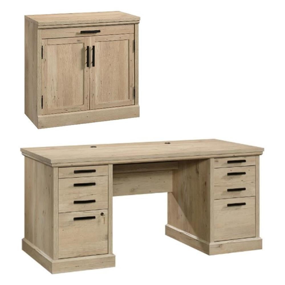 Home Square 2-Piece Set with Executive Desk & Library Base Storage ...