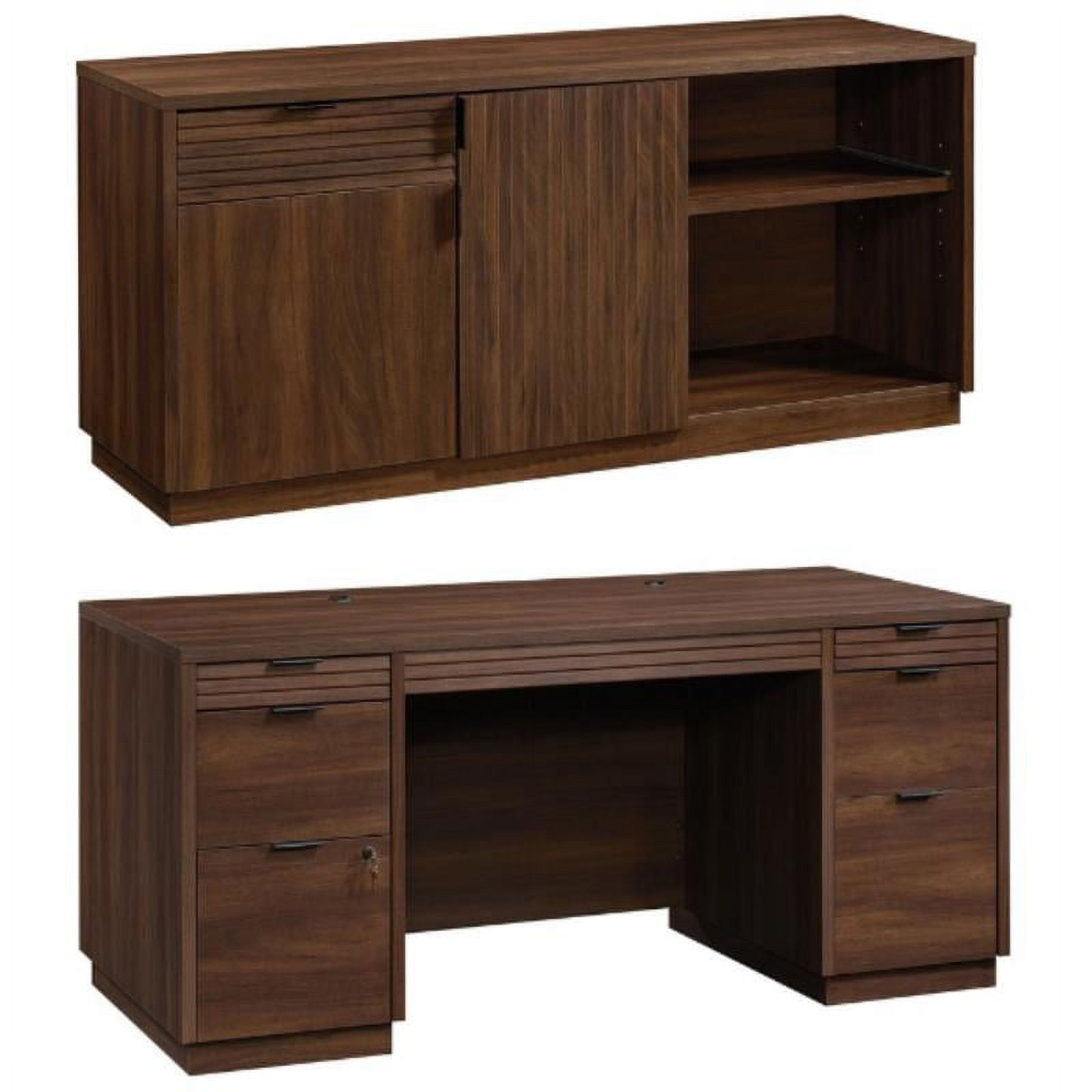 Home Square 2-Piece Set with Executive Desk & Office Credenza in Spiced ...