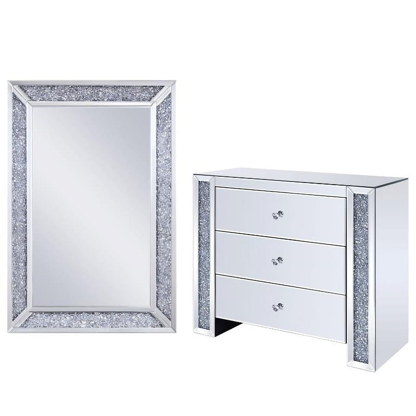Home Square 2-Piece Set with Faux Diamonds Console Table & Wall Decor ...