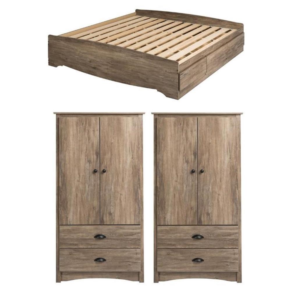 Home Square 2-Piece Set with King Platform Storage Bed and 2 Door ...