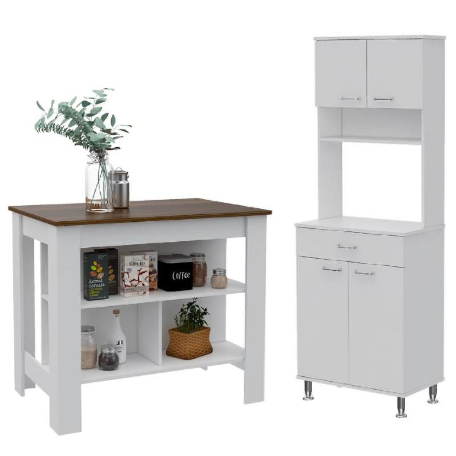 Home Square 2-Piece Set with Kitchen Island & 66" High Pantry Cabinet ...
