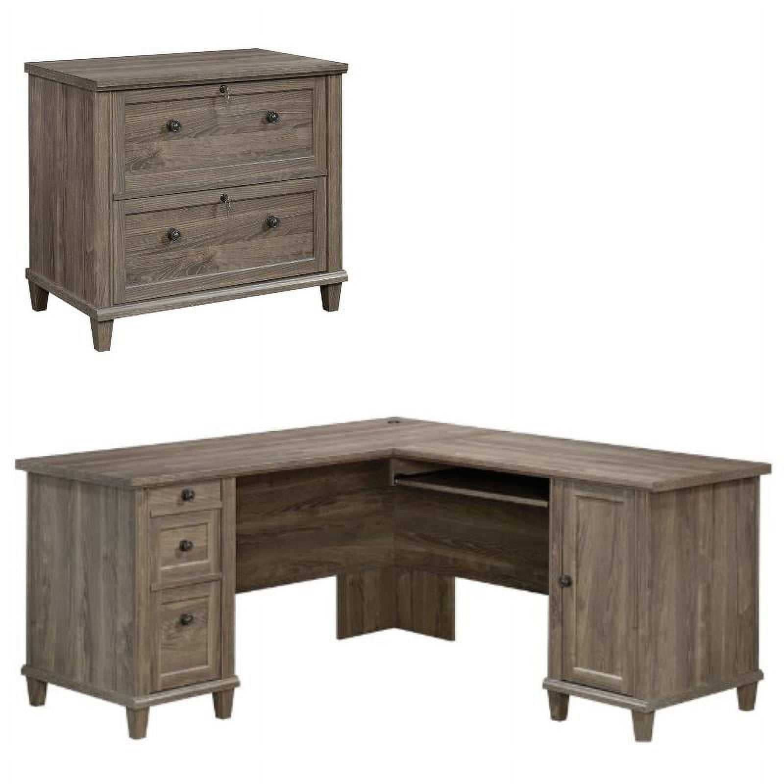 Home Square 2-Piece Set with L-Shape Computer Desk & Lateral File ...