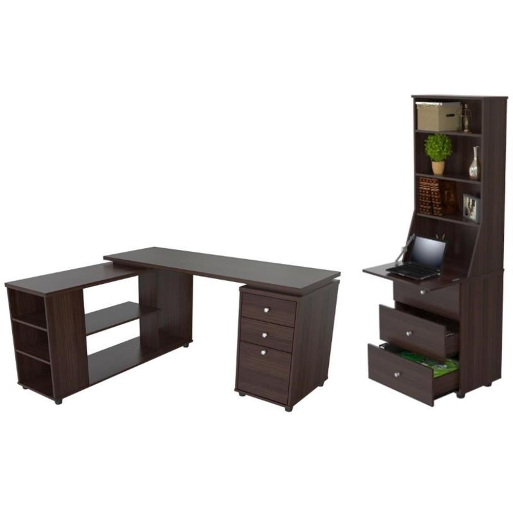 Home Square 2-Piece Set with L-Shaped Computer Desk & Bookcase in ...