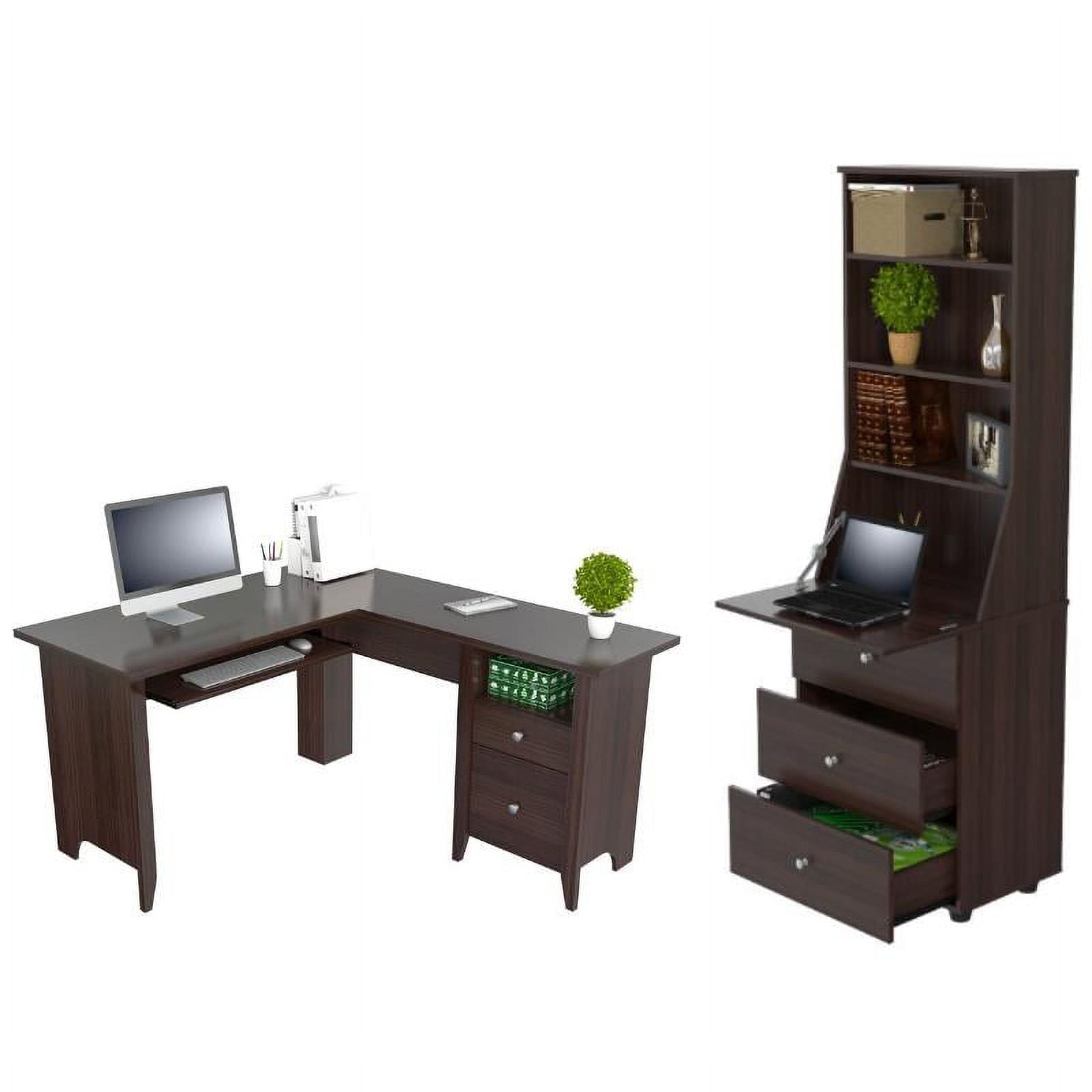 Home Square 2-Piece Set with L-Shaped Computer Writing Desk & Bookcase ...