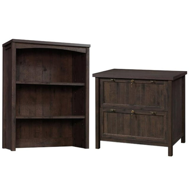 Home Square 2-Piece Set with Lateral File Cabinet & Bookcase Hutch in ...