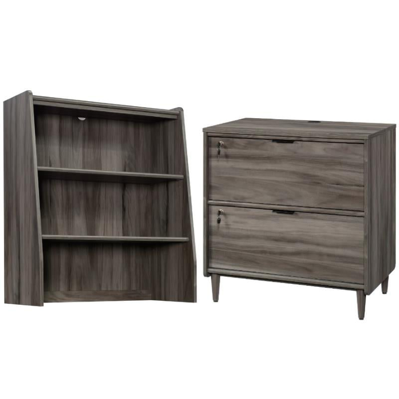 Home Square 2-Piece Set with Lateral File Cabinet & Library Hutch in ...