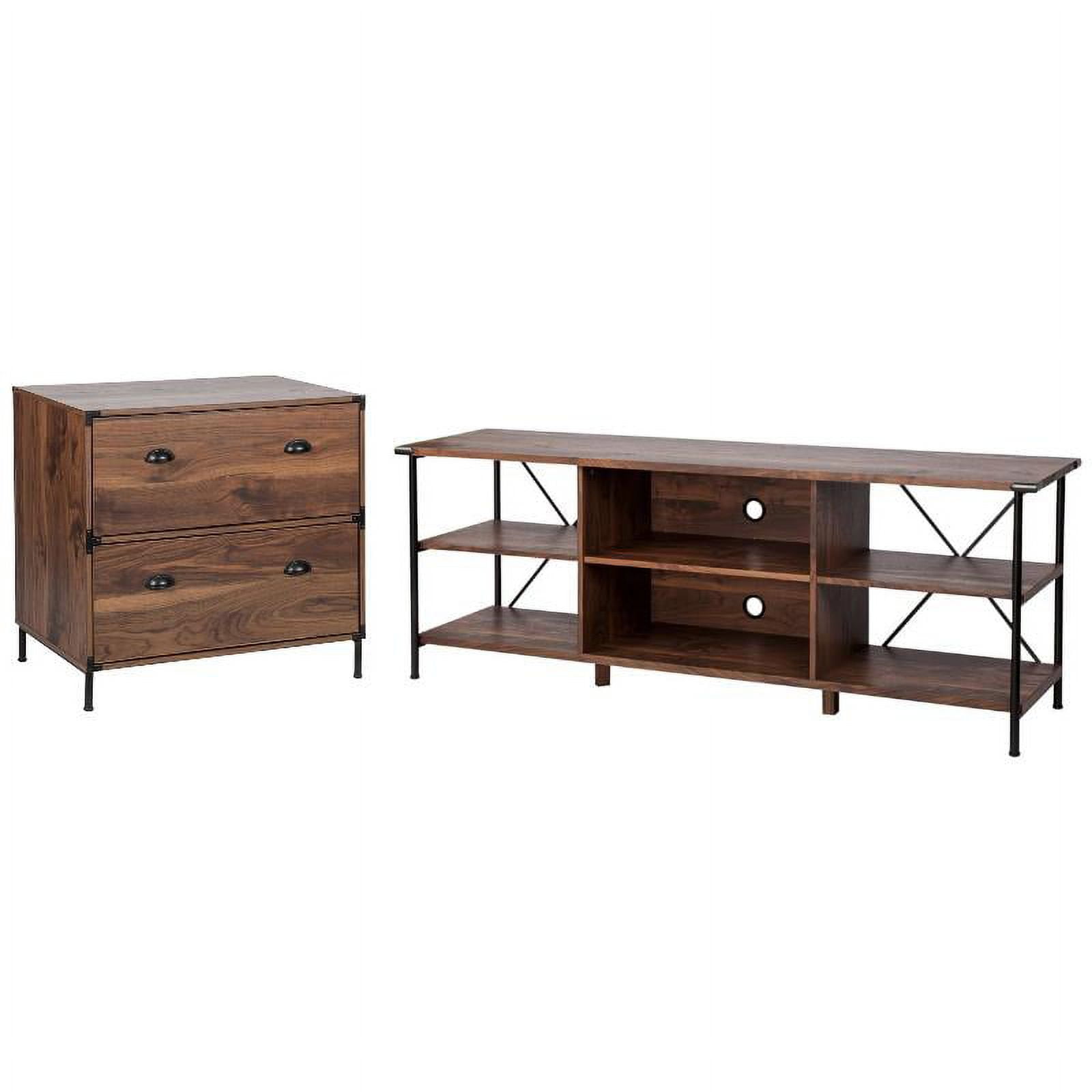 Home Square 2-Piece Set with Lateral File Cabinet and TV Stand ...