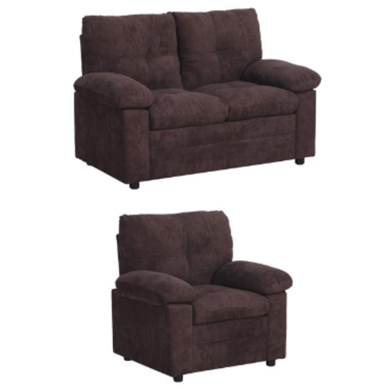 Home Square 2-Piece Set with Living Room Loveseat and Chair in Brown ...