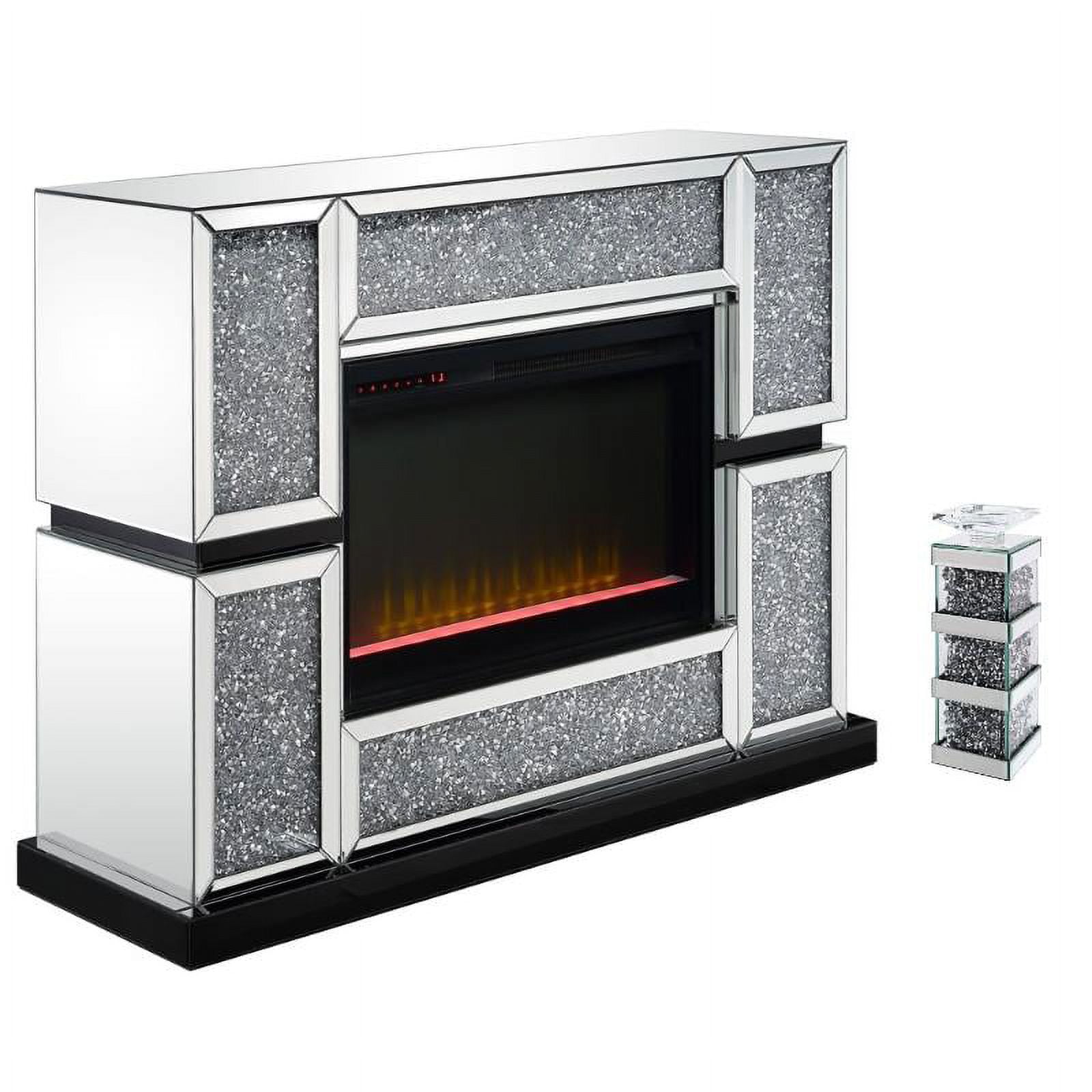 Home Square 2-Piece Set with Mirrored Fireplace & Mirrored Candleholder ...