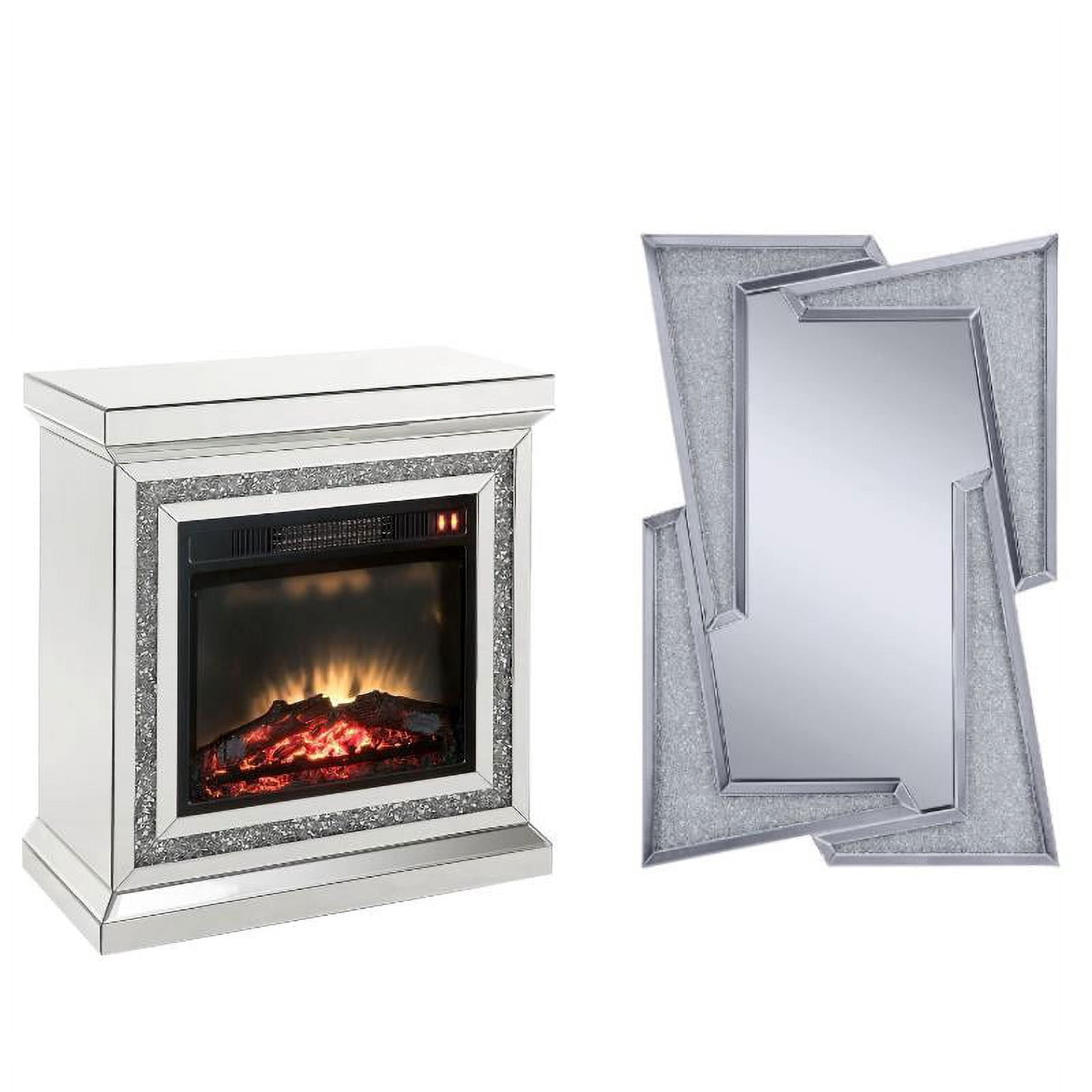 Home Square 2-Piece Set with Mirrored Fireplace and Mirrored Wall Decor ...