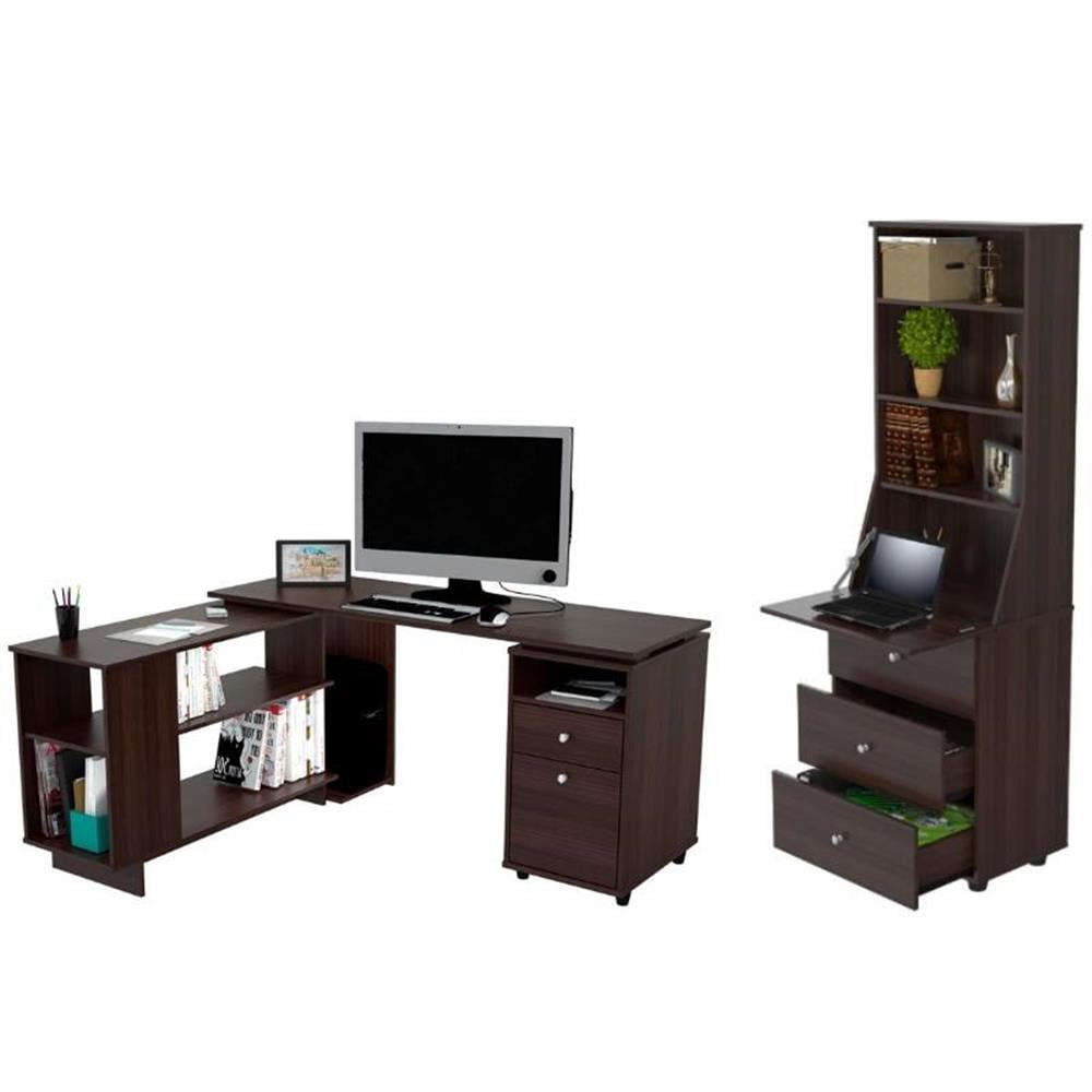 Home Square 2-Piece Set with Reversible Computer Desk & Bookcase in ...