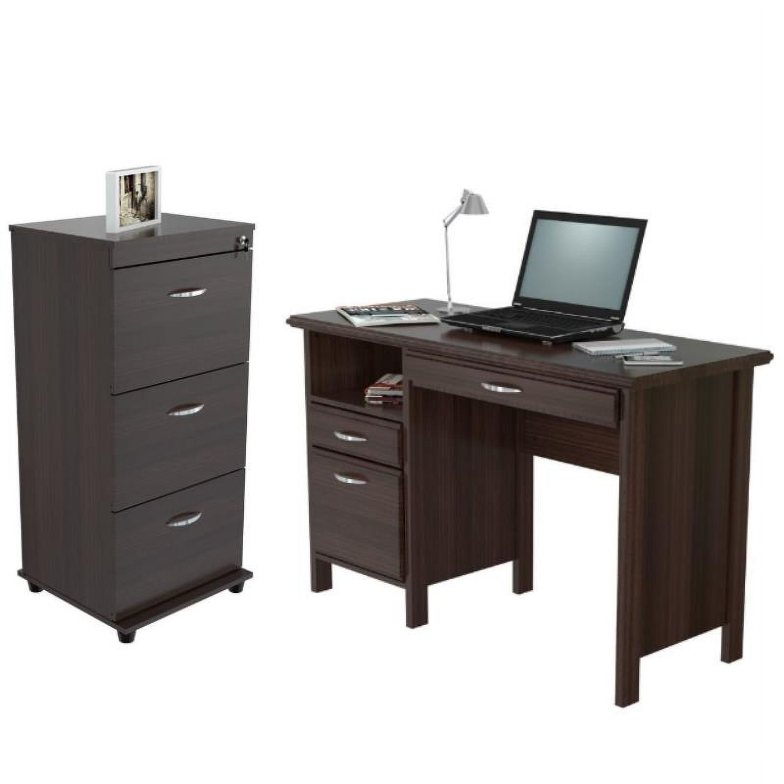 Home Square 2-Piece Set with Soft Form Computer Desk & 3-Drawer File ...