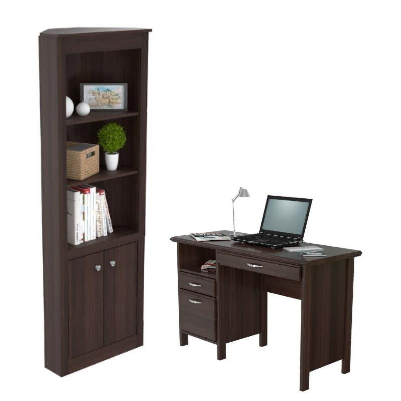 Home Square 2-Piece Set with Soft Form Computer Desk & Corner Bookcase ...