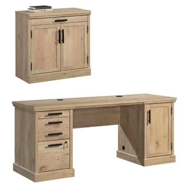 Home Square 2-Piece Set with Space Credenza Desk & Utility Stand ...