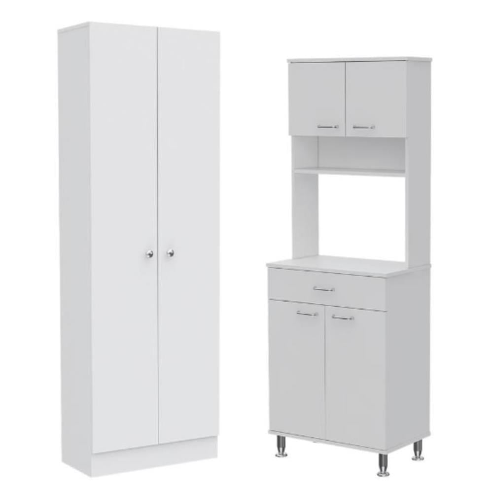 Home Square 2-Piece Set with Storage Pantry Cabinet and 66" High Pantry ...