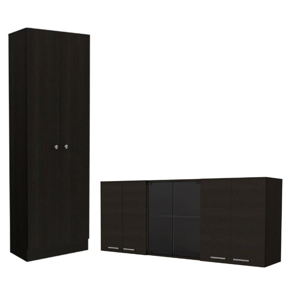 Home Square 2-Piece Set with Storage Pantry Cabinet and Wall Cabinet ...