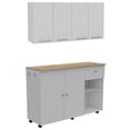 Home Square 2-Piece Set with Two Door Kitchen Cart & 120 Wall Cabinet ...