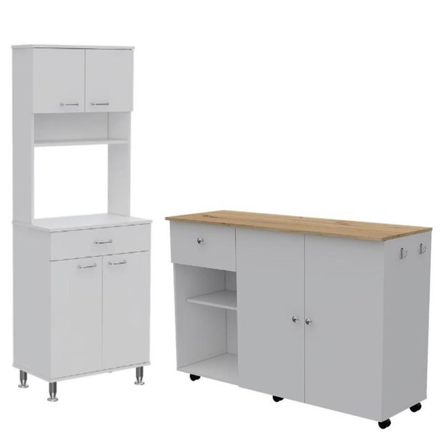 Home Square 2-Piece Set with Two Door Kitchen Cart & Kitchen Pantry ...
