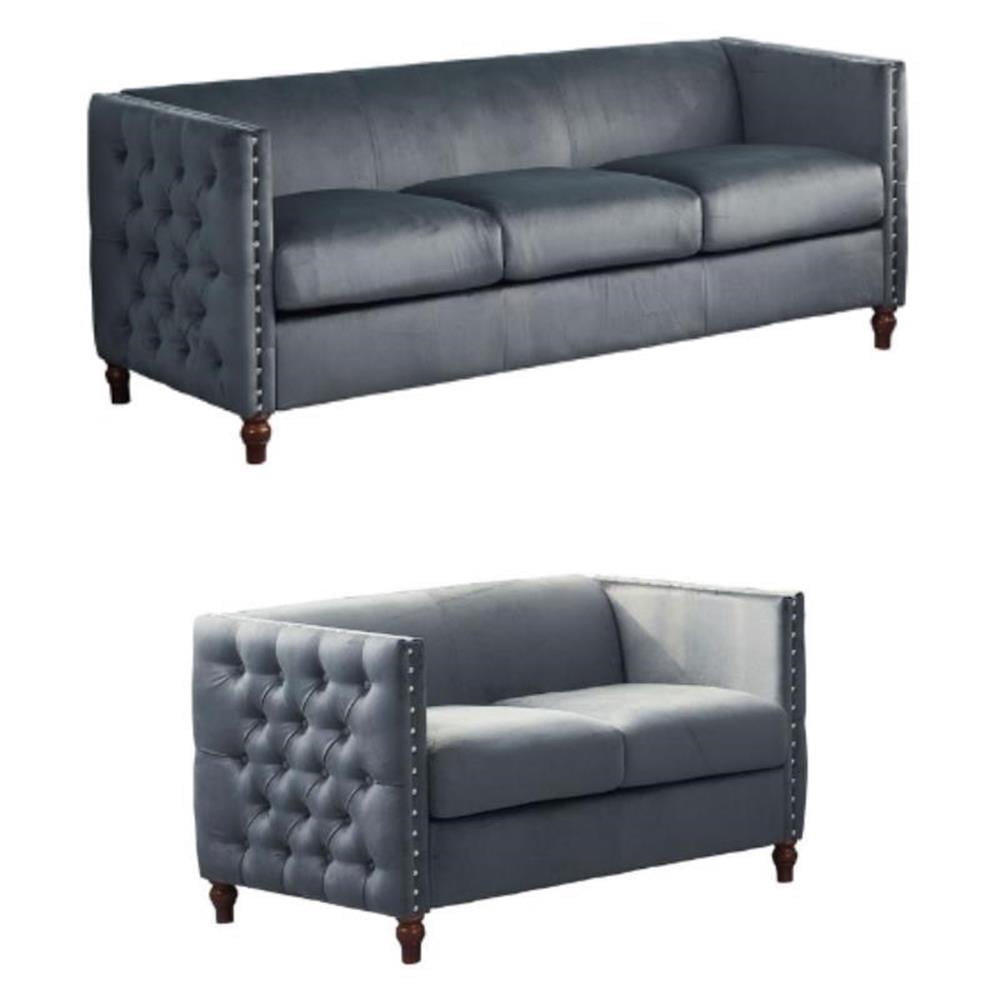 Home Square 2-Piece Set with Velvet Livingroom Sofa and Loveseat in ...