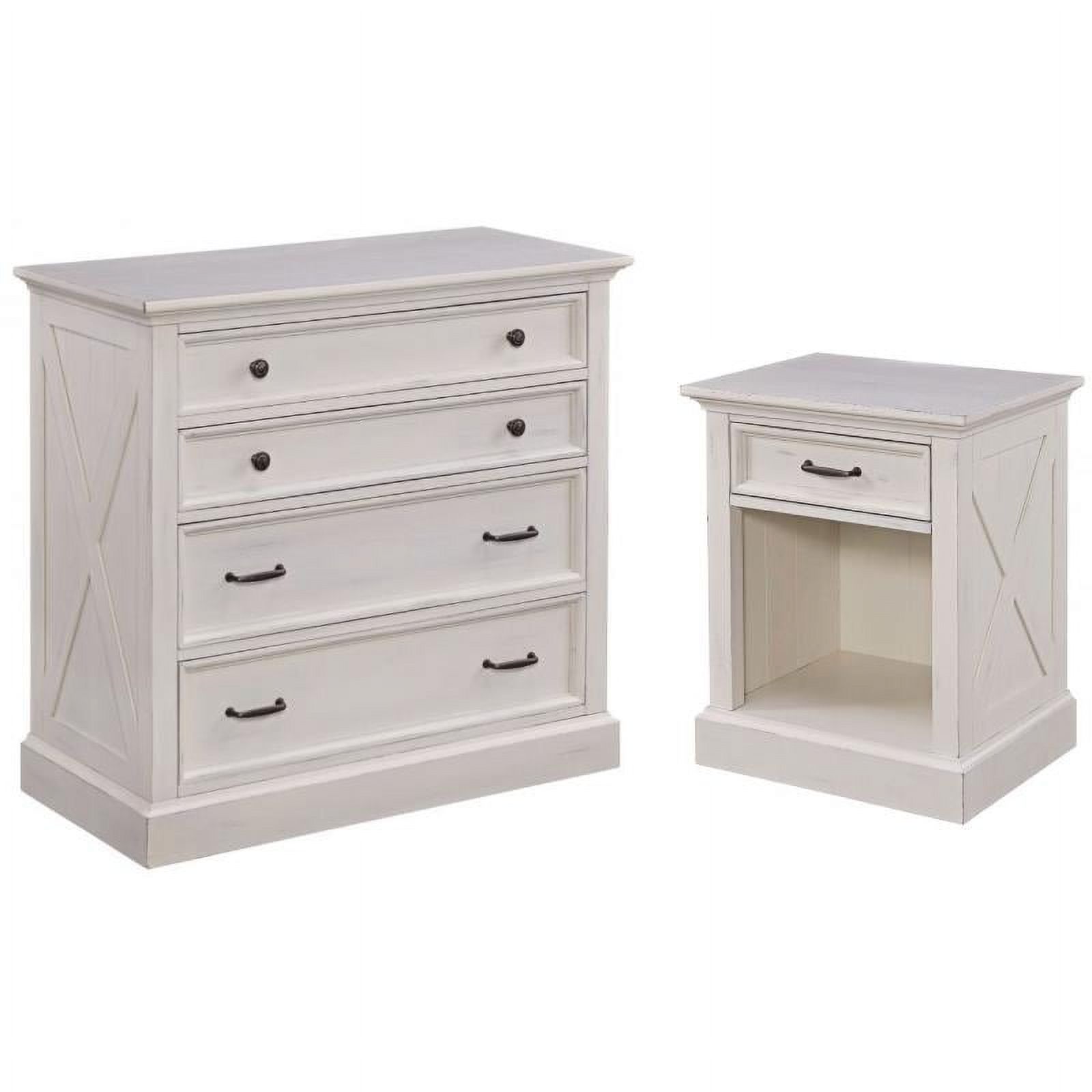 Home Square 2-Piece Set with Wood Chest and Nightstand in Off White - Walmart.com