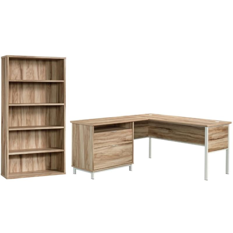 Home Square 2-Piece Set with Wood L-Shape Desk & 5 Shelf Wooden ...