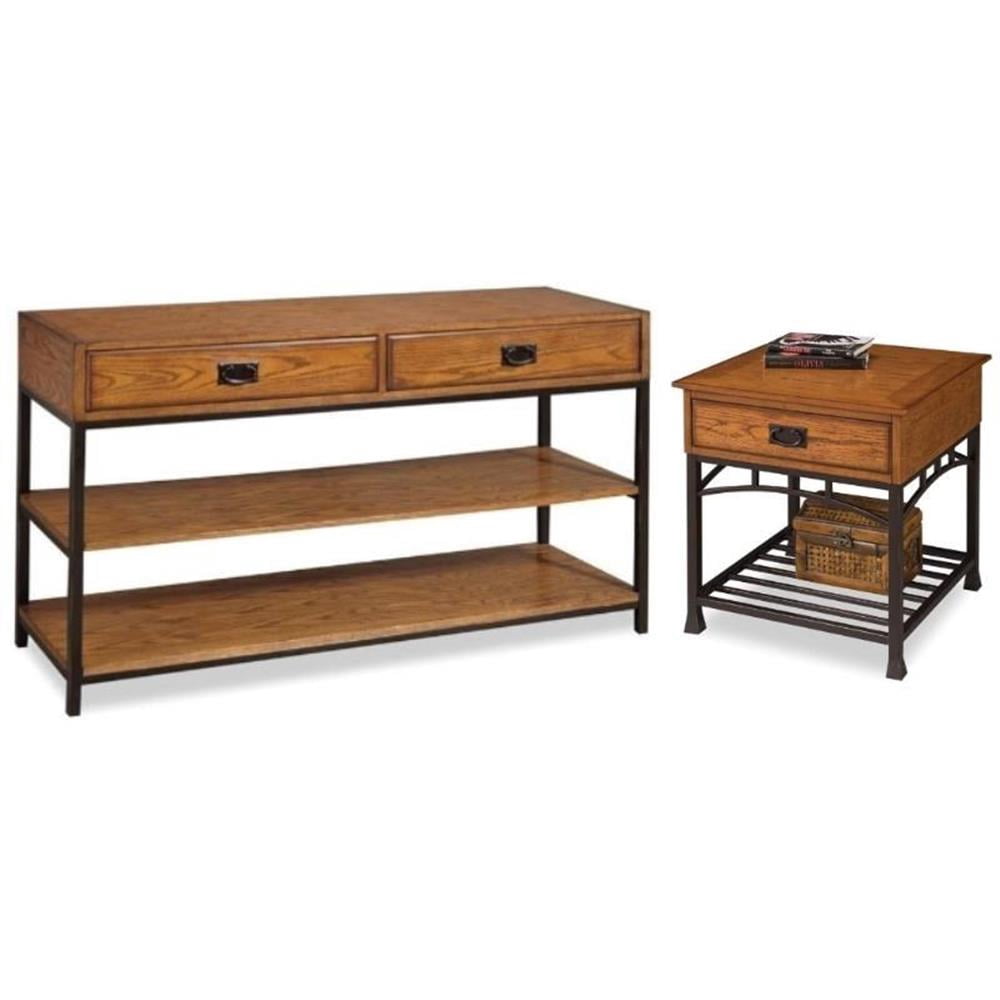 Home Square 2-Piece Set with Wood Media Console and End Table in Brown ...