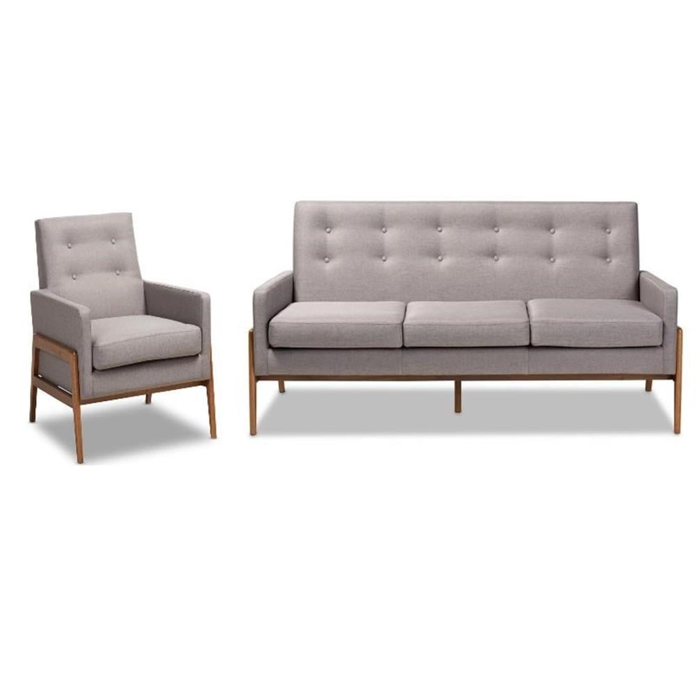 Home Square 2 Piece Sofa Set with Sofa and Lounge Chair in Grey and ...