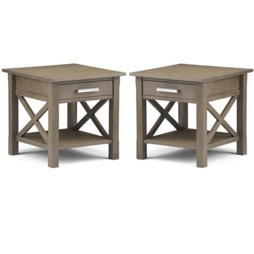 Home Square 20" Square Glass Top Accent End Table in Gold - Set of 2 ...