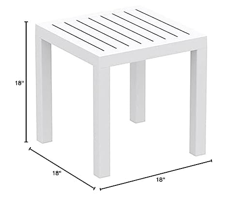 Home Square 2 Piece Square Resin Patio Side Table Set in White ...
