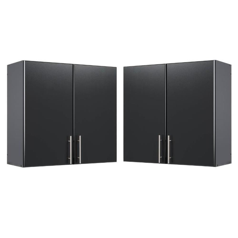 Home Square 2 Piece Sturdy MDF Backer Wood Wall Cabinet Set in Black ...
