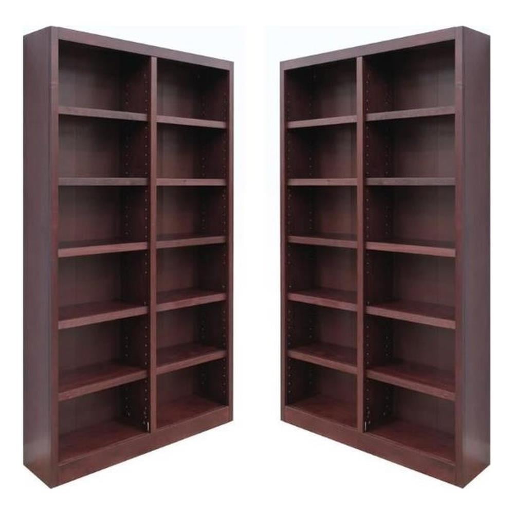Home Square 2 Piece Tall 12-shelf Double Wide Wood Bookcase Set in ...