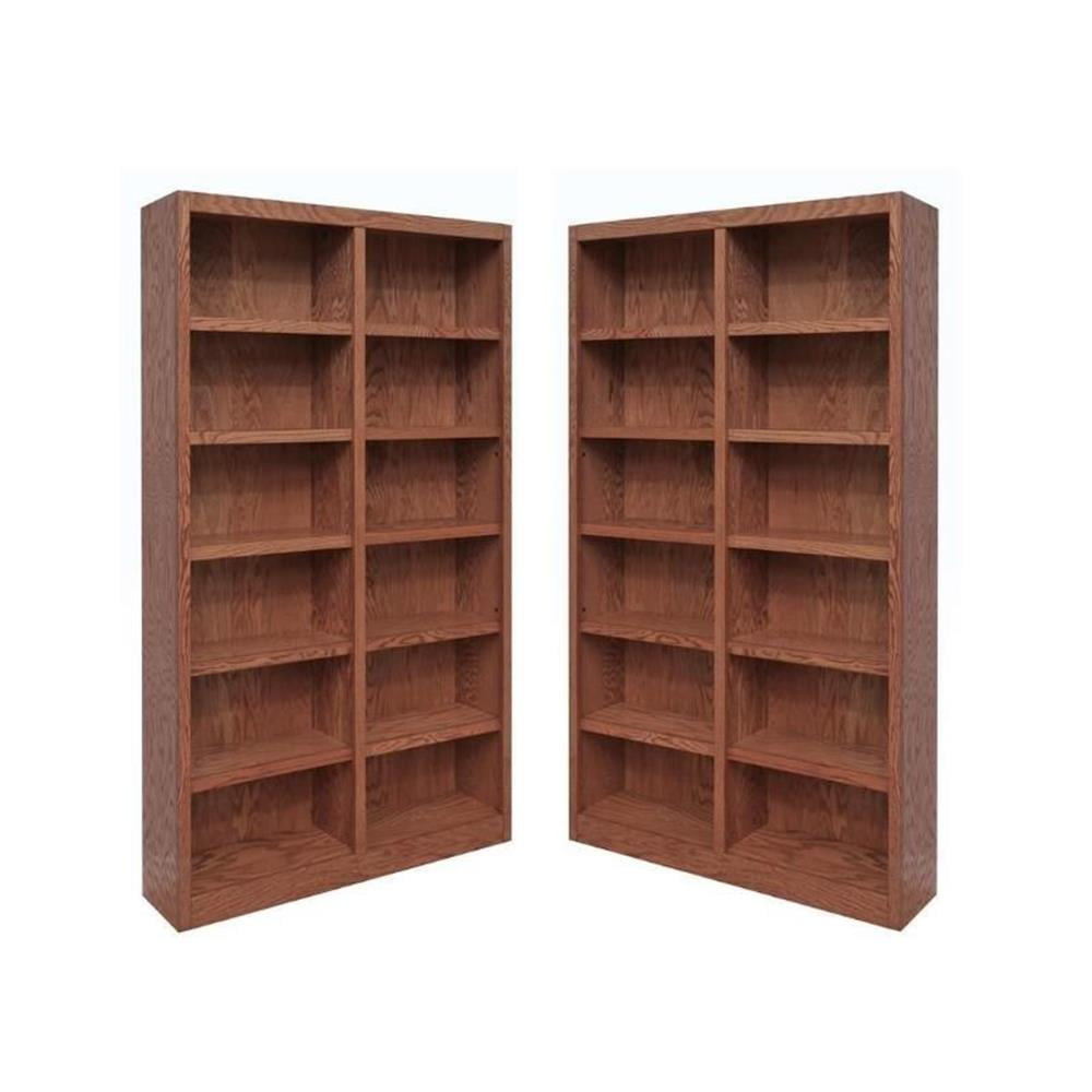 Home Square 2 Piece Tall 12-shelf Double Wide Wood Bookcase Set in Dry ...