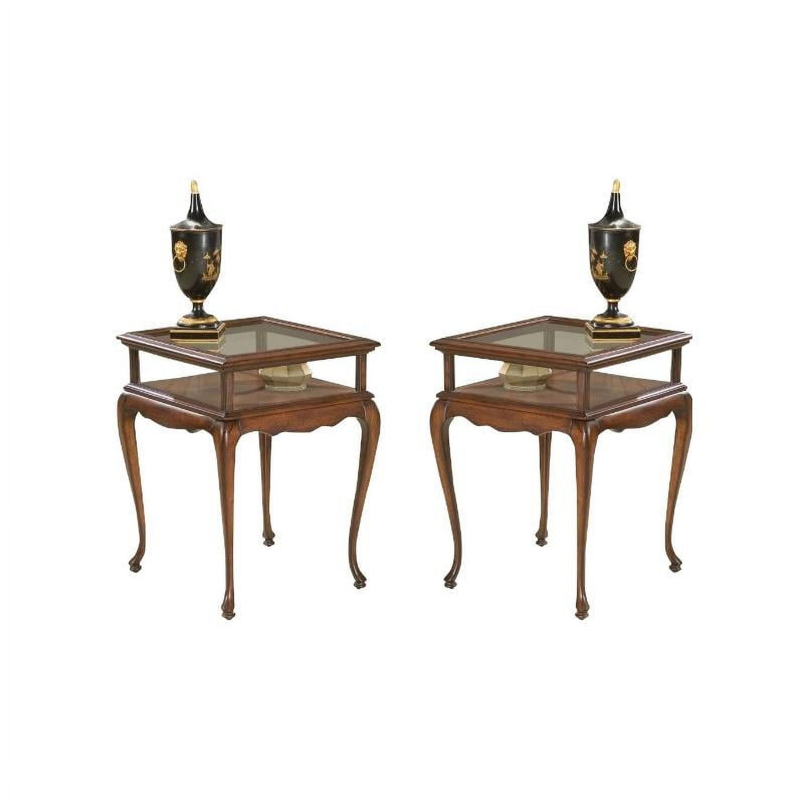 Home Square 2 Piece Traditional Curio Table Set in Plantation Cherry ...