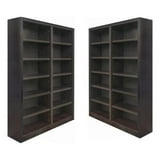 Home Square 2 Piece Traditional Double Wide Wood Bookcase Set in ...