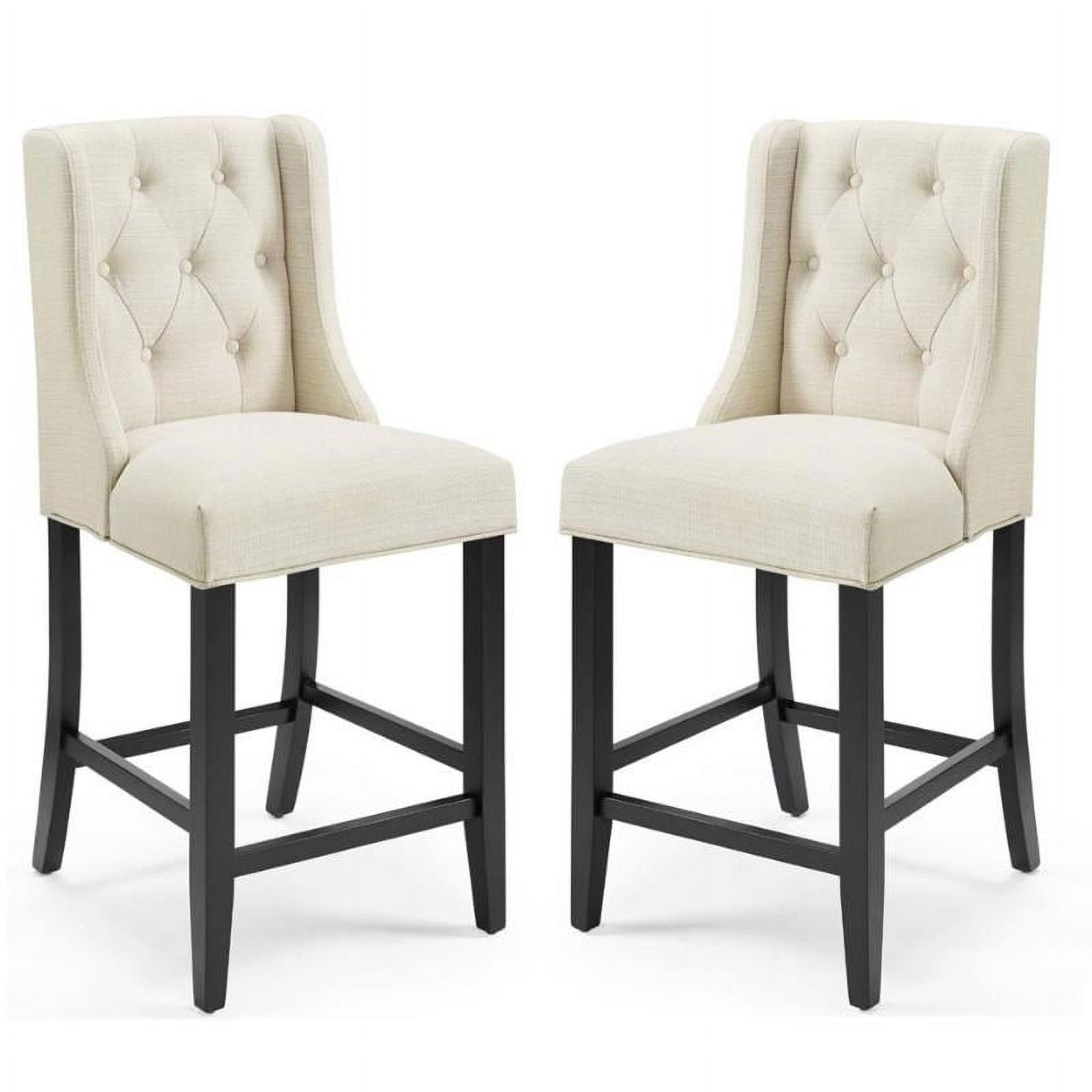 Home Square 2 Piece Tufted Fabric Counter Stool Set with Wood Base in ...