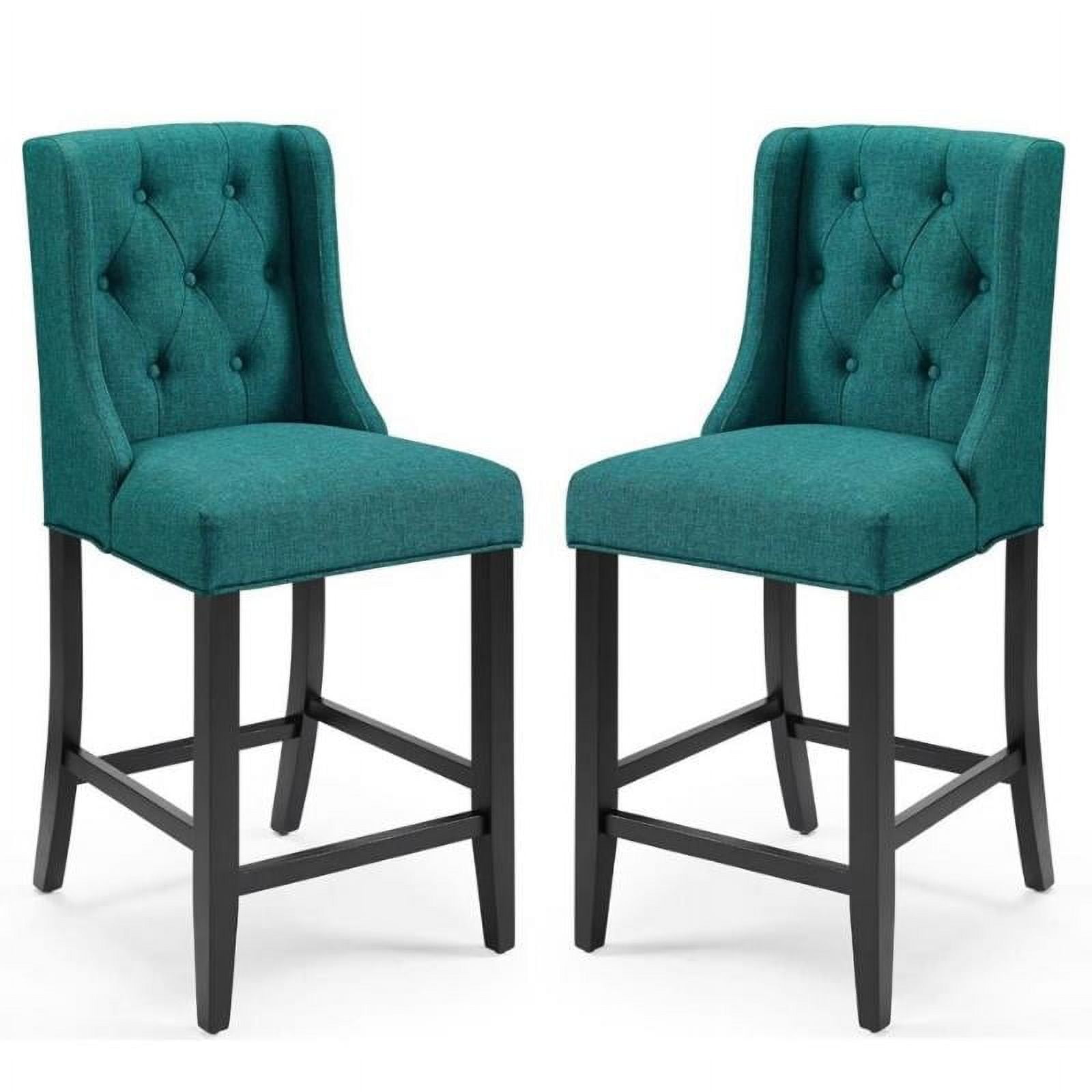 Home Square 2 Piece Tufted Upholstered Counter Stool Set in Teal Blue ...