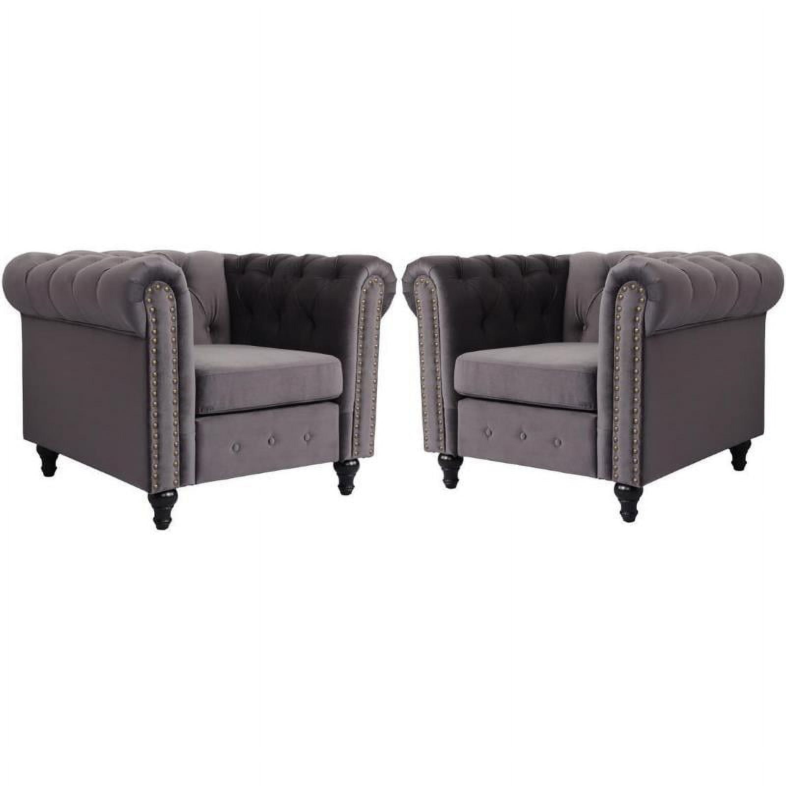 Home Square 2 Piece Velvet Living Room Chair Set in Gray - Walmart.com