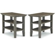 Home Square Traditional Solid Wood Side Table in Natural Finish - Set ...