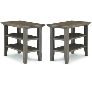Home Square Traditional Solid Wood Side Table in Natural Finish - Set ...