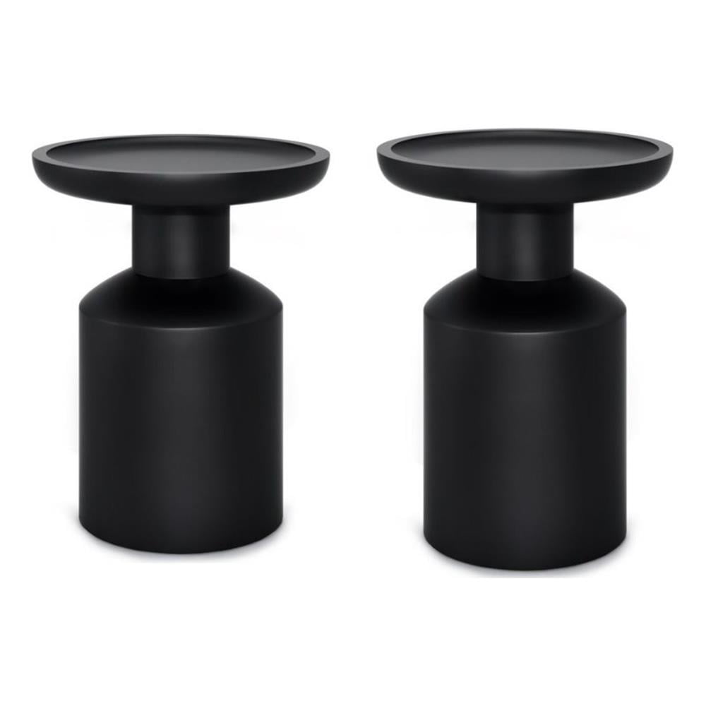 Home Square 2-Piece Wood 16 " Round Boho Wooden Accent Table Set in ...