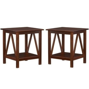 Home Square 2 Piece Square Solid Wood End Table Set in Blue - Walmart.com