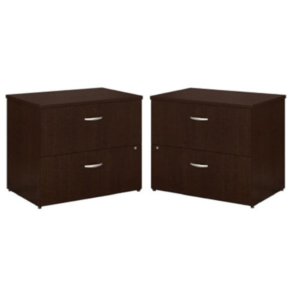 Home Square 2 Piece Wood Filing Cabinet Set with 2 Drawer in Mocha ...