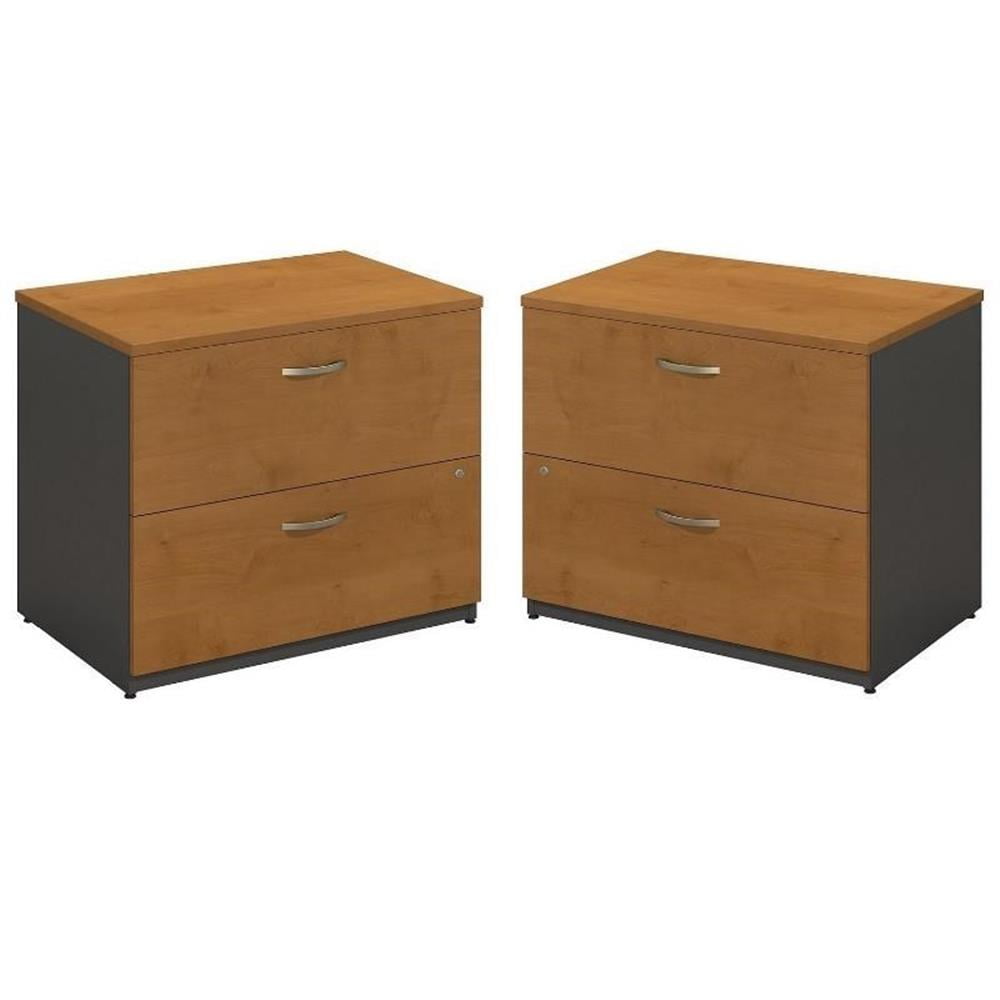 Home Square 2 Piece Wood Filing Cabinet Set with 2 Drawer in Natural ...