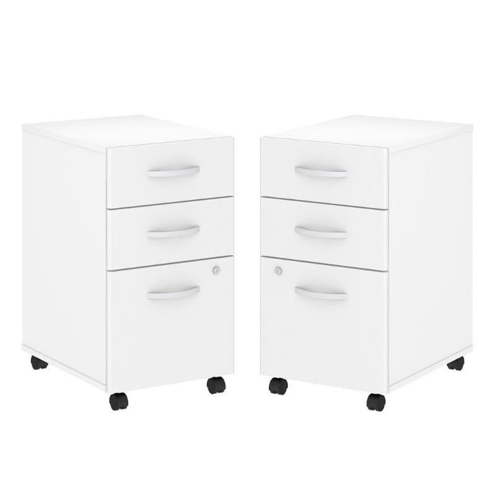 Home Square 2 Piece Wood Filing Cabinet Set with 3 Drawer in White ...
