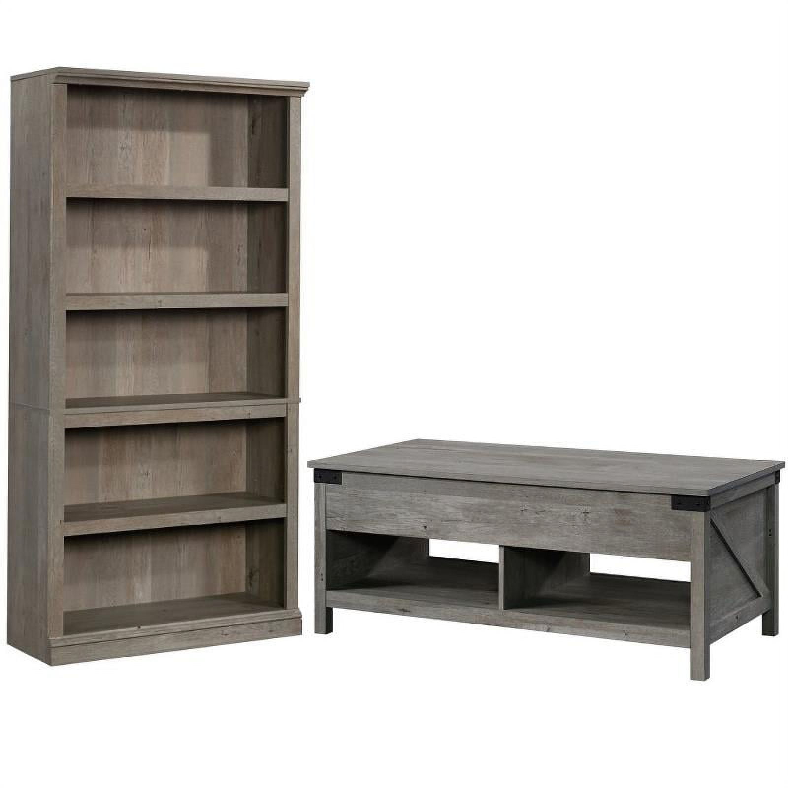Home Square 2 Piece Wood Furniture Set with 5-Shelf Bookcase and Coffee ...