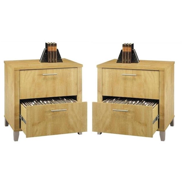 Home Square 2 Piece Wood Lateral Filing Cabinet Set in Maple Cross ...