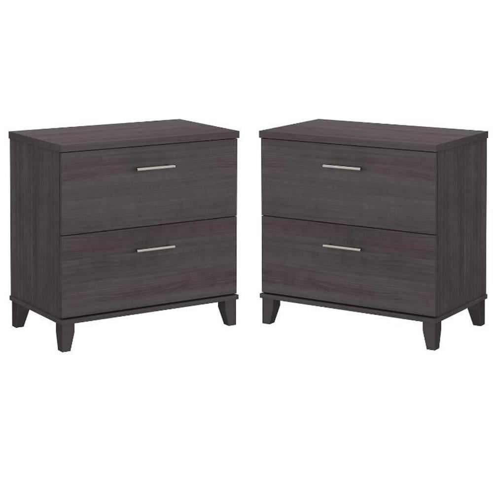 Home Square 2 Piece Wood Lateral Filing Cabinet Set in Storm Gray ...