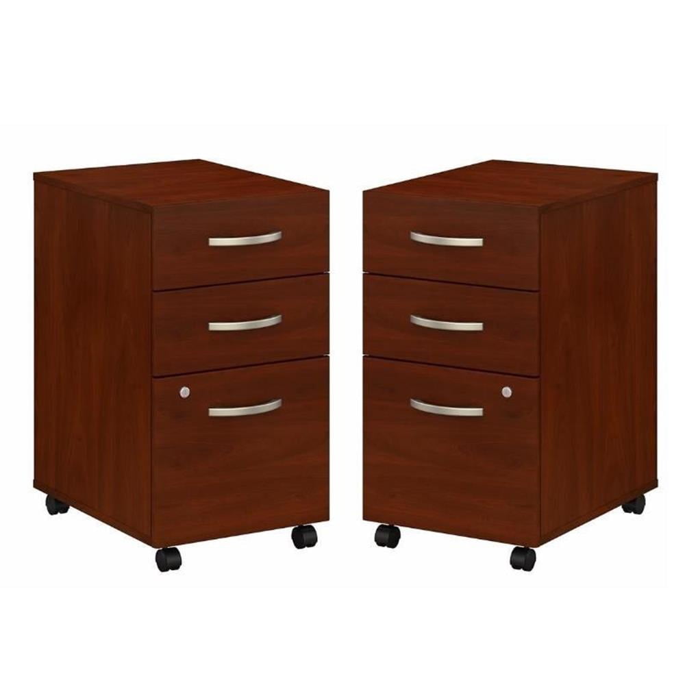 Home Square 2 Piece Wood Mobile Filing Cabinet Set in Hansen Cherry ...