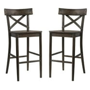 Home Square 18" Round Dining Wood Swivel Counter Stool in Brown - Set ...