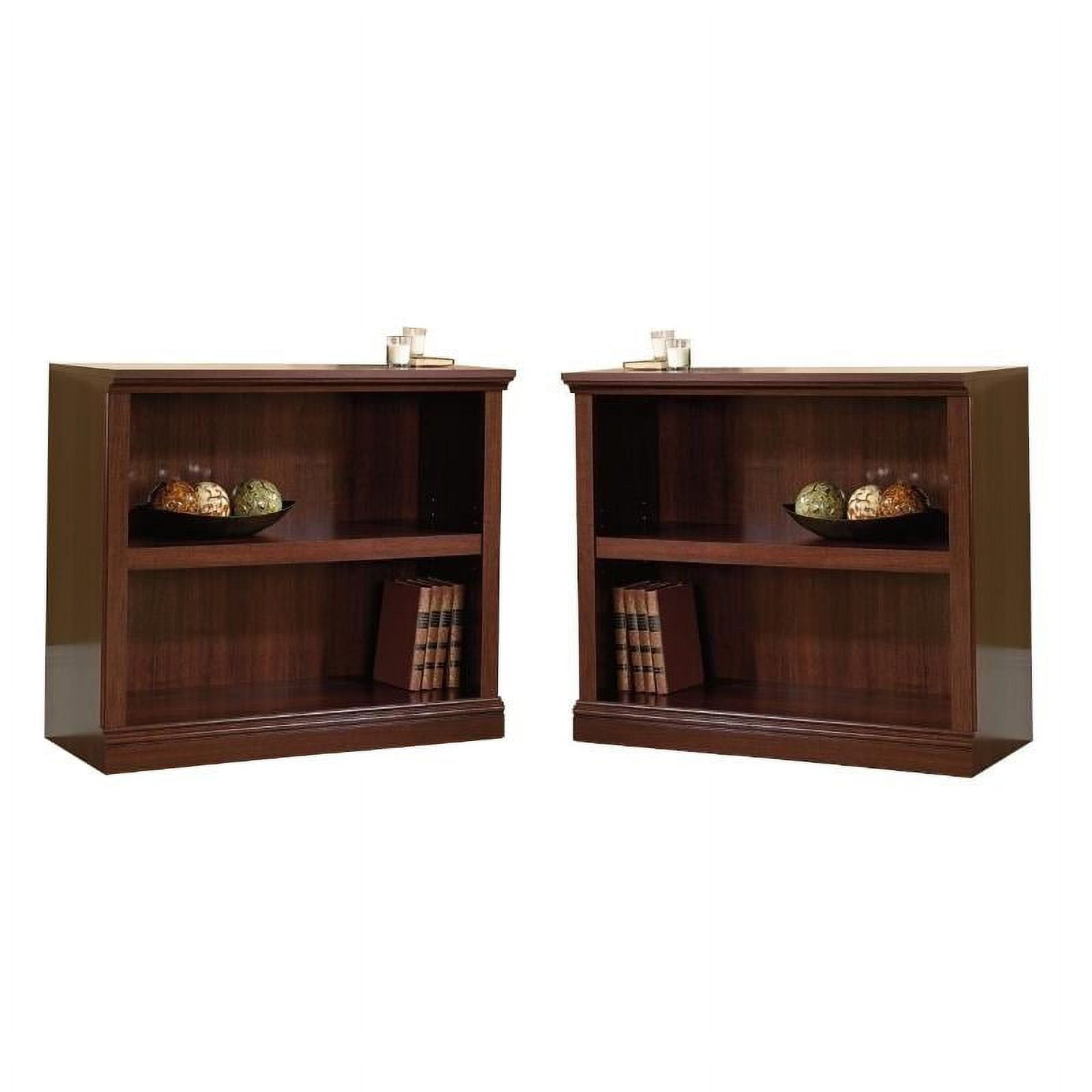 Home Square Wooden 2 Shelf Bookcase Set in Select Cherry (Set of 2 ...